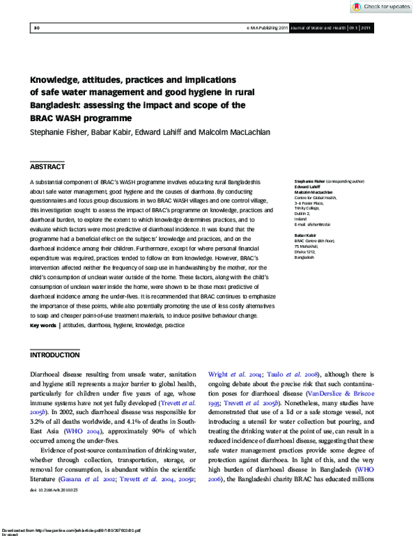 (PDF) Impact of BRAC WASH on Rural Hygiene in Bangladesh
