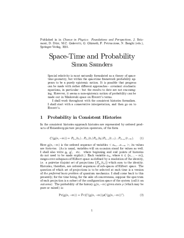 (PDF) Space Time and Probability