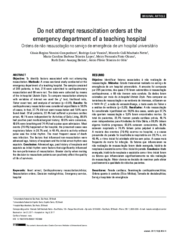 (PDF) Do not attempt resuscitation orders at the emergency department ...