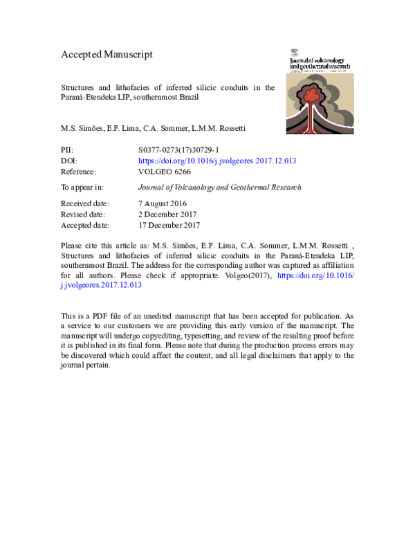 (PDF) Structures and lithofacies of inferred silicic conduits in the ...