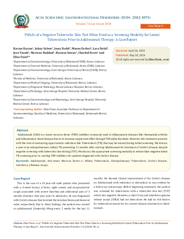 (PDF) Pitfalls of a Negative Tuberculin Skin Test When Used as a ...