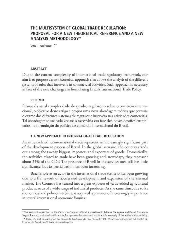 (PDF) The Multisystem of global trade regulation : proposal for a new theoretical reference anda ...