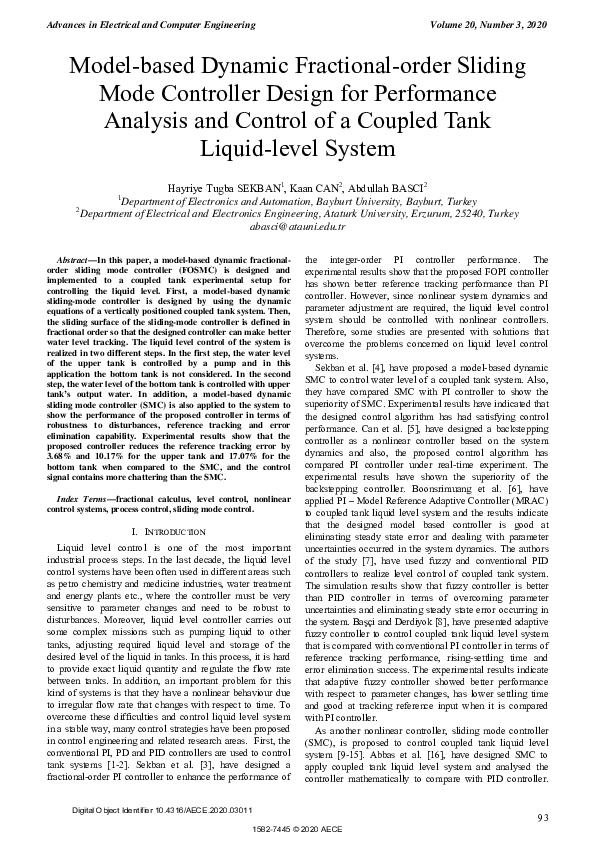 (PDF) Model-based Dynamic Fractional-order Sliding Mode Controller Design for Performance ...