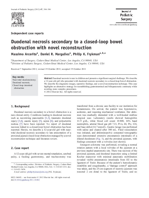 (PDF) Duodenal necrosis secondary to a closed-loop bowel obstruction ...
