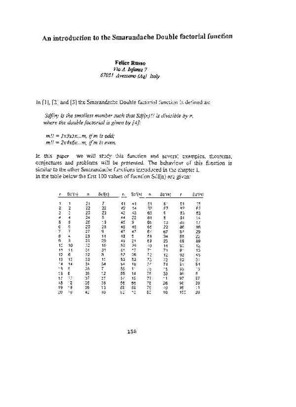(PDF) An Introduction to the Smarandache Double Factorial Function