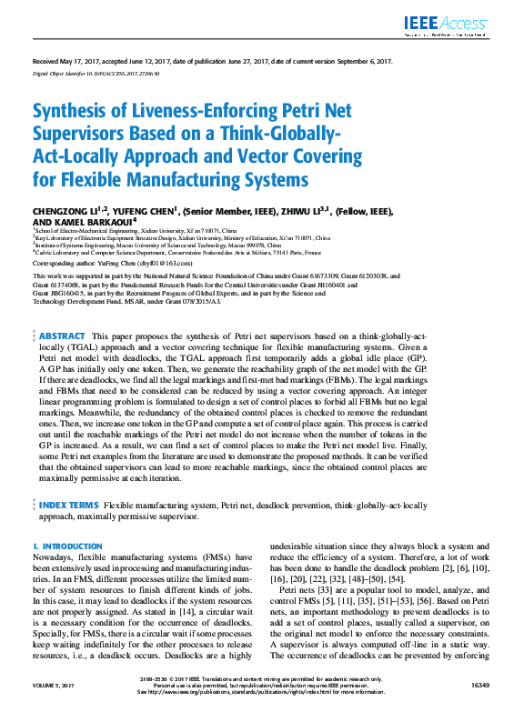 (PDF) Synthesis of Liveness-Enforcing Petri Net Supervisors Based on a Think-Globally-Act ...