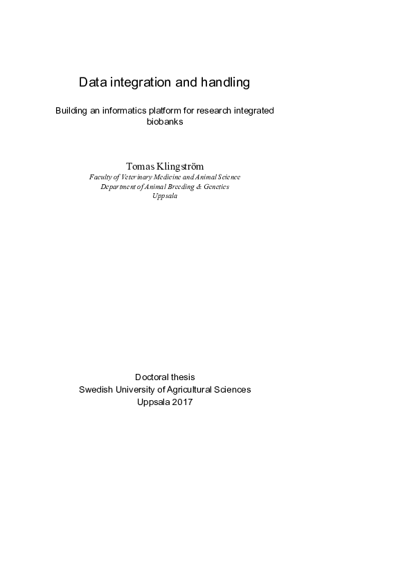 (PDF) Data integration and handling