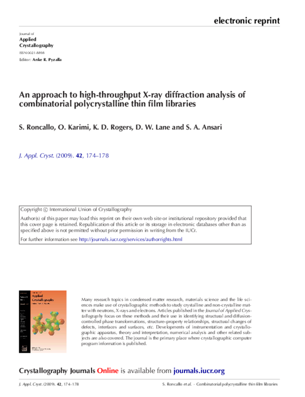 (PDF) An approach to high-throughput X-ray diffraction analysis of combinatorial polycrystalline ...