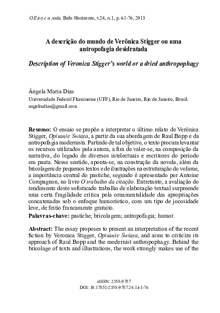 (PDF) A descrição do mundo de Verônica Stigger ou uma antropofagia ...