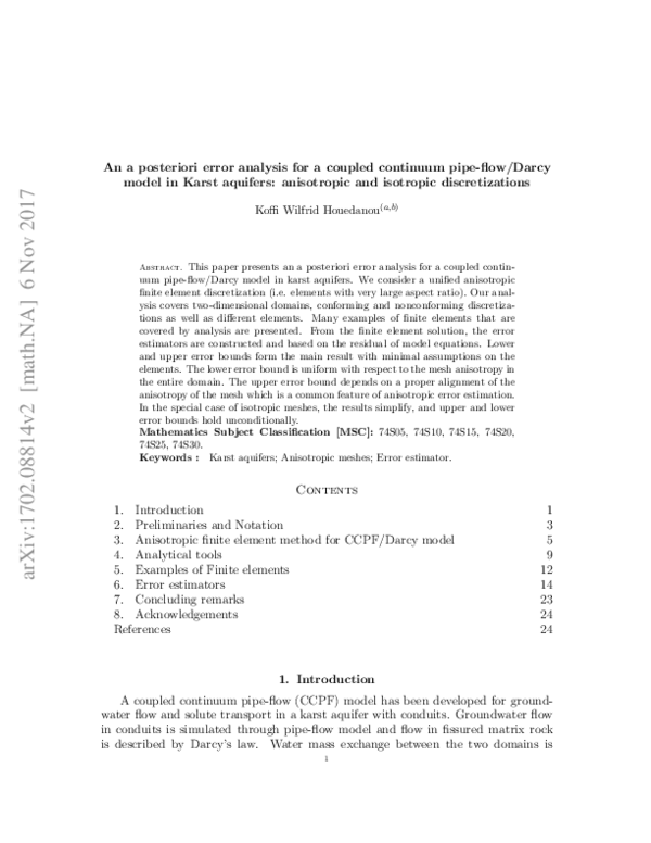 (PDF) An a posteriori error analysis for a coupled continuum pipe-flow ...