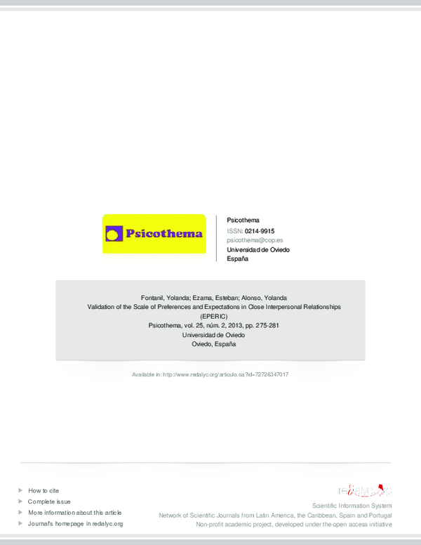 (PDF) Validation of the Scale of Preferences and Expectations in Close ...