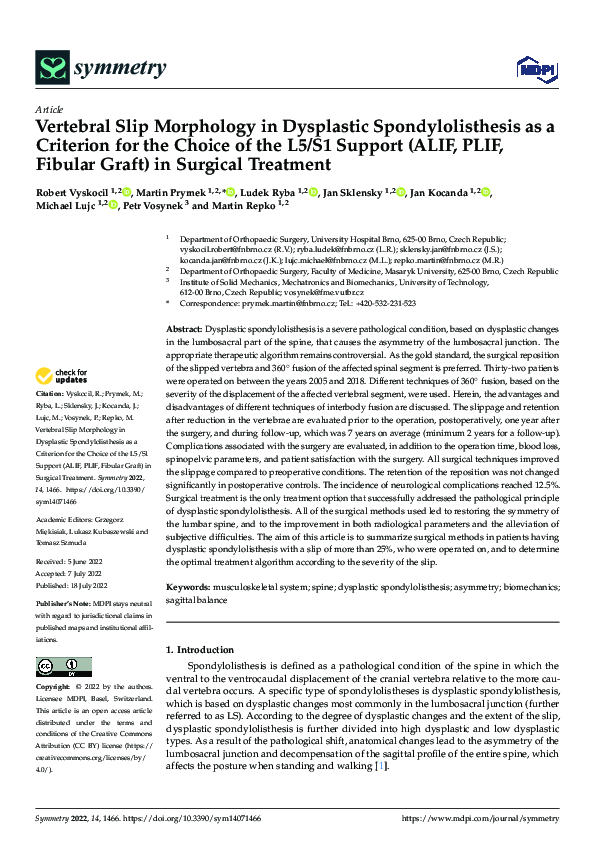 (PDF) Vertebral Slip Morphology in Dysplastic Spondylolisthesis as a ...