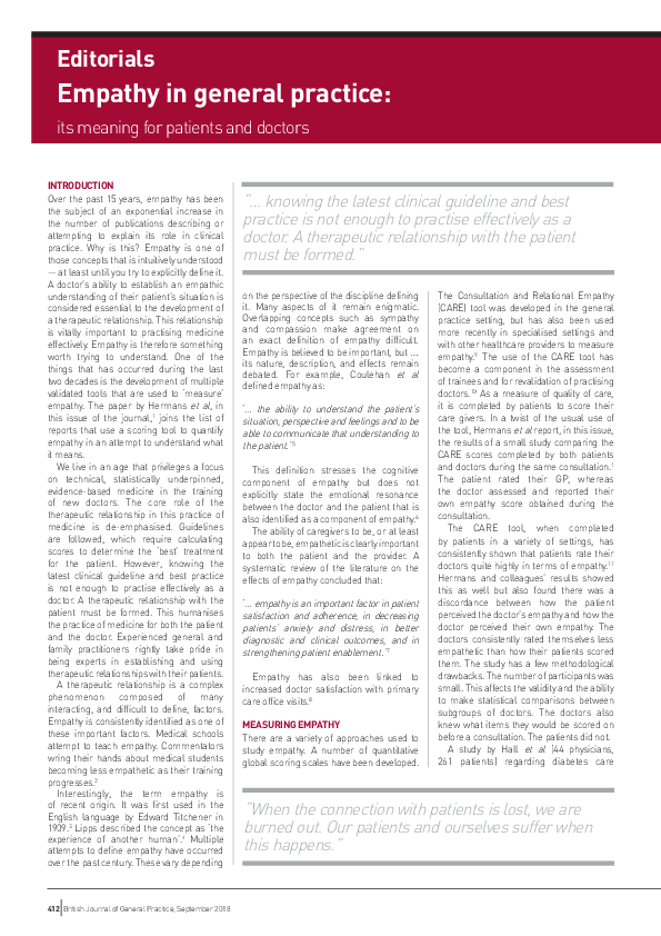 (PDF) Empathy in general practice: its meaning for patients and doctors