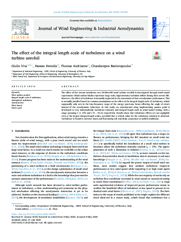 (PDF) The effect of the integral length scale of turbulence on a wind ...