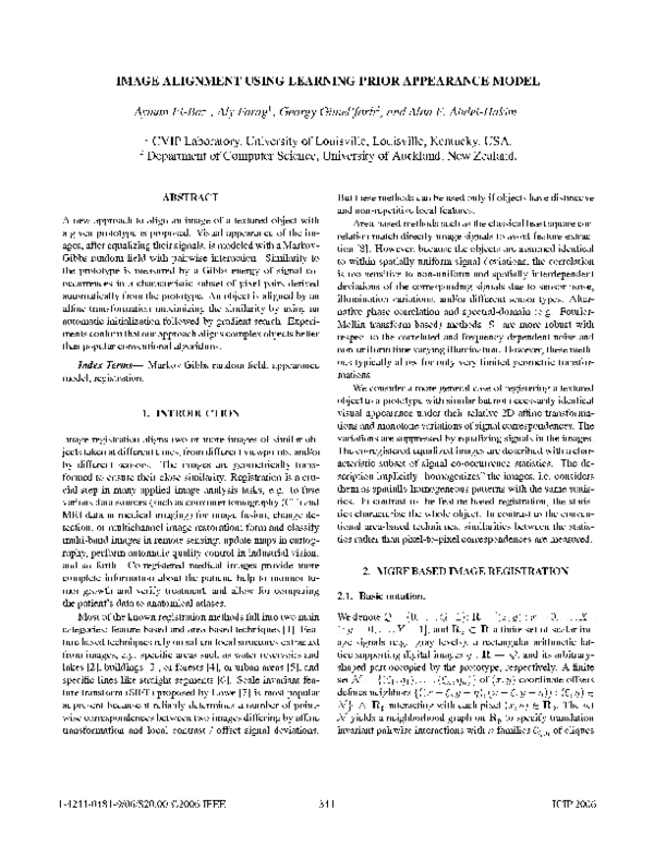(PDF) Image Alignment Using Learning Prior Appearance Model