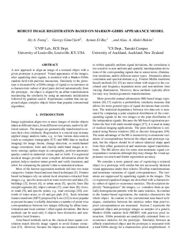 (PDF) Robust Image Registration Based on Markov-Gibbs Appearance Model