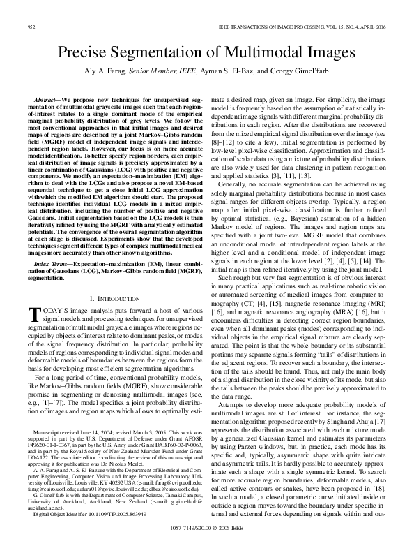 (PDF) Precise segmentation of multimodal images