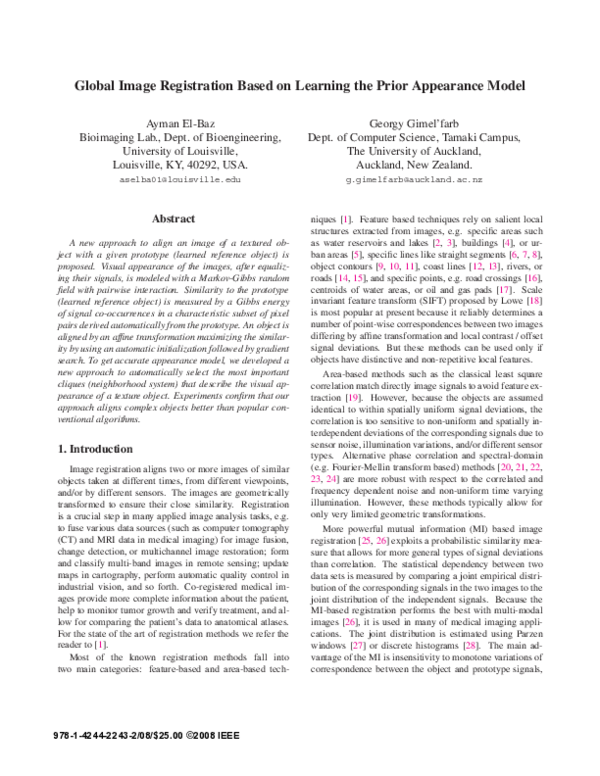 (PDF) Global image registration based on learning the prior appearance model