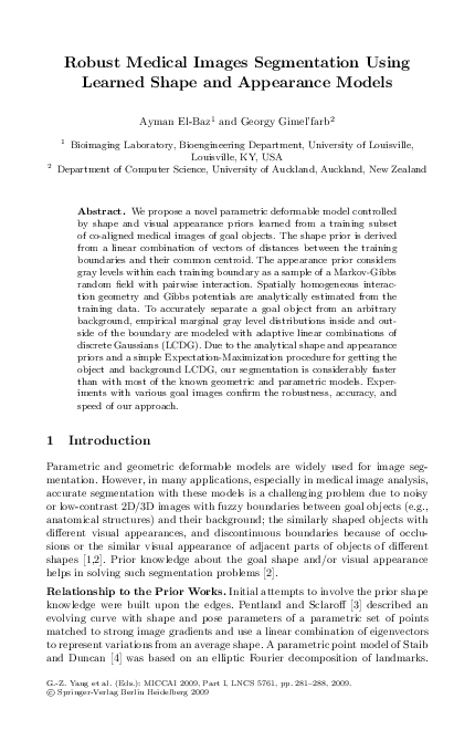 Pdf Robust Medical Images Segmentation Using Learned Shape And Appearance Models Georgy