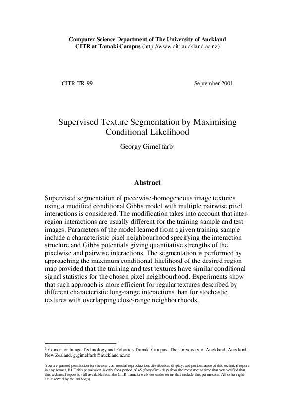 Pdf Supervised Texture Segmentation By Maximising Conditional Likelihood Georgy Gimelfarb