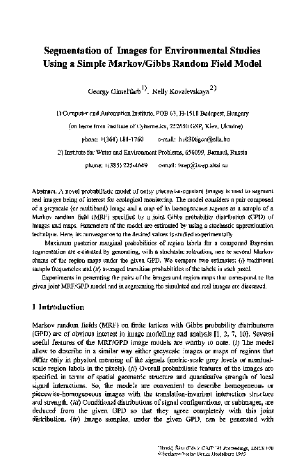 (PDF) Segmentation of images for environmental studies using a simple Markov/Gibbs random field ...