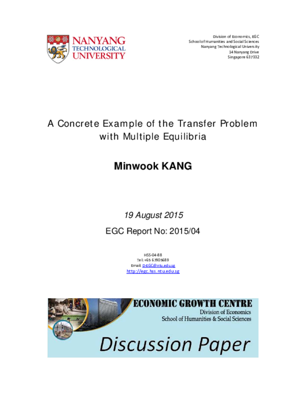 (PDF) A Concrete Example of the Transfer Problem with Multiple Equilibria