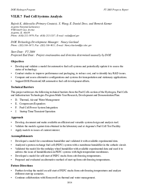 (PDF) Fuel Cell Systems: Analysis and Development