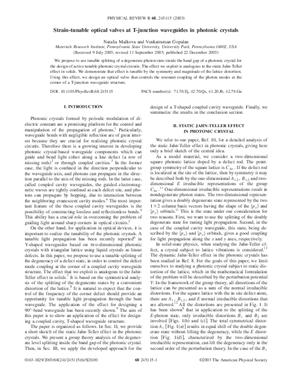 (PDF) Strain-tunable optical valves at T-junction waveguides in photonic crystals