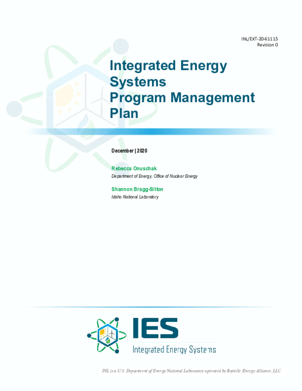 (PDF) Integrated Energy Systems Program Management Plan | Shannon Bragg ...