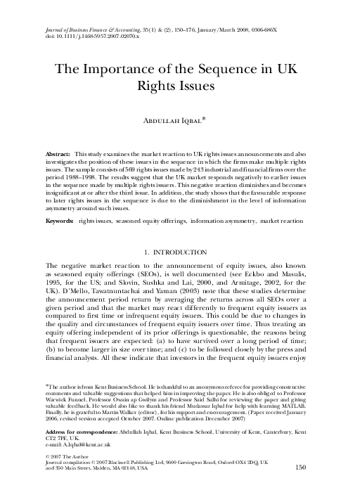 (PDF) The Importance of the Sequence in UK Rights Issues | Abdullah ...