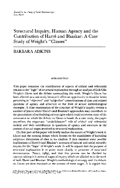 (PDF) Structural Inquiry, Human Agency and the Contribution of Harre ...