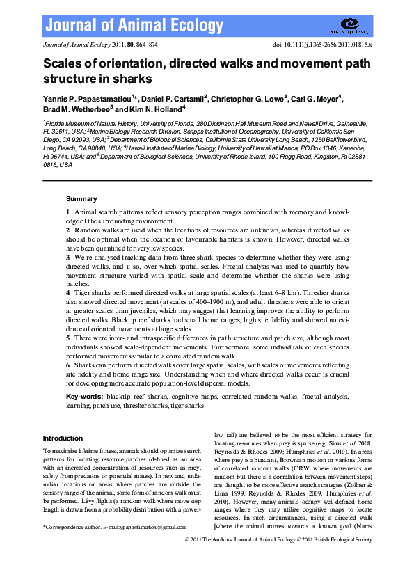 (PDF) Scales of orientation, directed walks and movement path structure ...