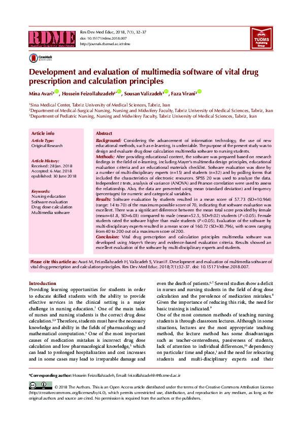 (PDF) Development and Evaluation of Multimedia Software of Vital Drug ...