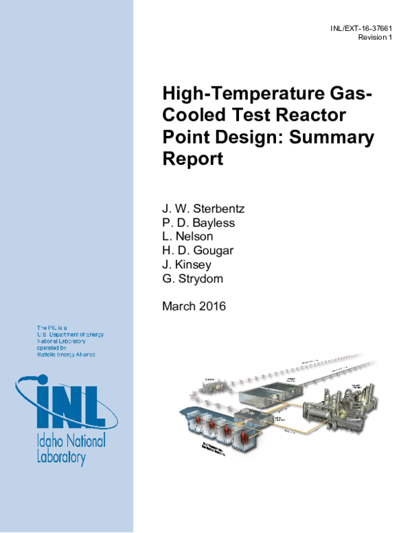 (PDF) High Temperature Gas-Cooled Test Reactor Point Design: Summary Report