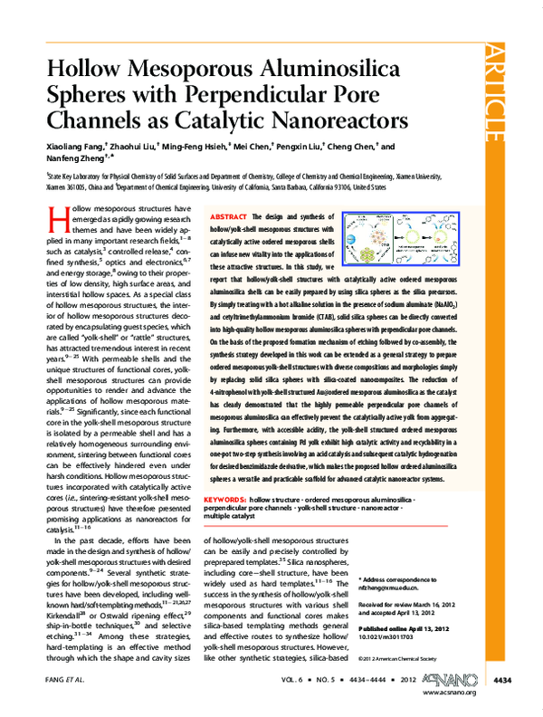 (PDF) Hollow Mesoporous Aluminosilica Spheres with Perpendicular Pore ...