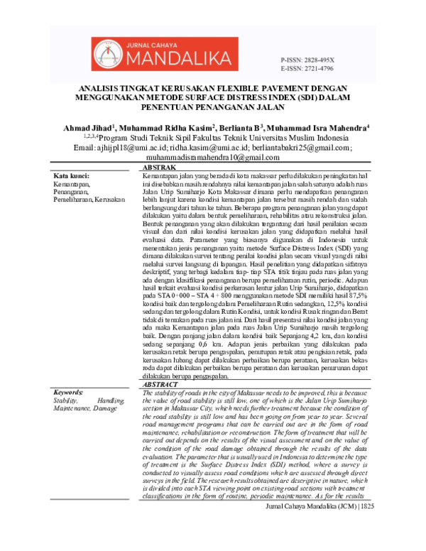 (PDF) ANALISIS TINGKAT KERUSAKAN FLEXIBLE PAVEMENT DENGAN MENGGUNAKAN ...