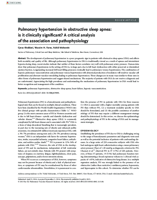 (PDF) Pulmonary Hypertension in Obstructive Sleep Apnea: Is it ...