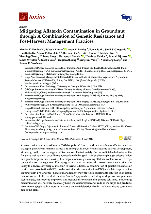 (PDF) Mitigating Aflatoxin Contamination in Groundnut through A Combination of Genetic ...