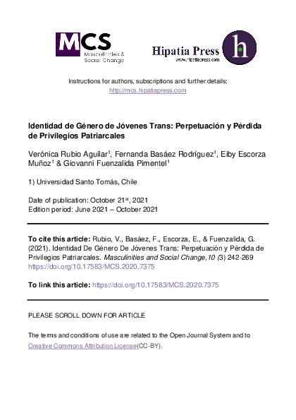 (PDF) Identidad de Género de Jóvenes Trans: Perpetuación y Pérdida de ...