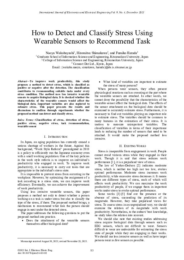 (PDF) How to Detect and Classify Stress Using Wearable Sensors to ...