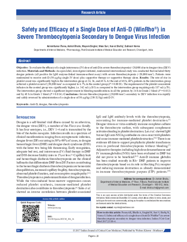 (PDF) Safety and Efficacy of a Single Dose of Anti-D (WinRho(®)) in ...