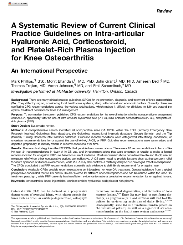 (PDF) A Systematic Review of Current Clinical Practice Guidelines on Intra-articular Hyaluronic ...