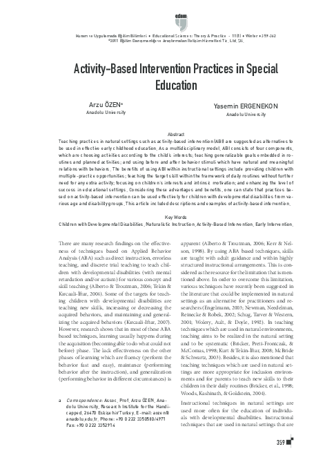 (PDF) Activity-Based Intervention Practices in Special Education