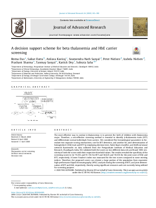 (PDF) A decision support scheme for beta thalassemia and HbE carrier ...