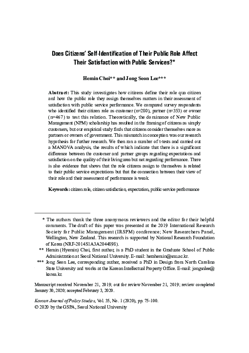 (PDF) Does Citizens’ Self-Identification of Their Public Role Affect ...