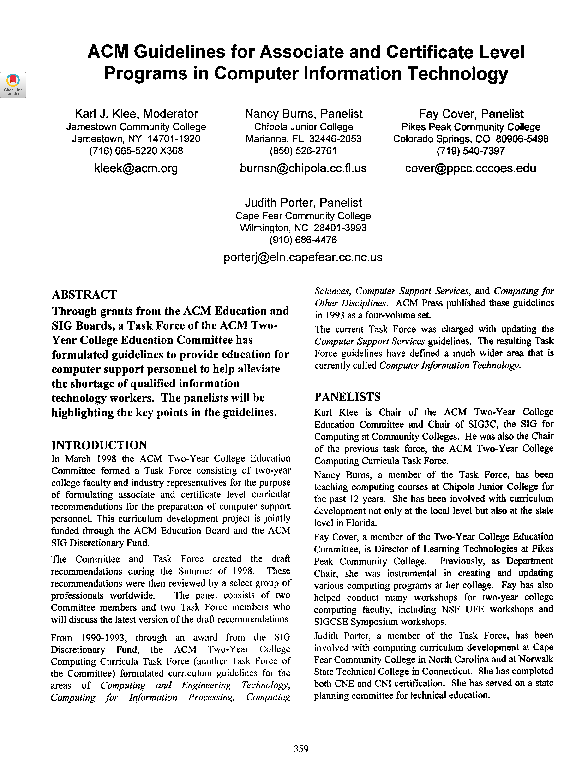 (PDF) ACM guidelines for associate and certificate level programs in ...