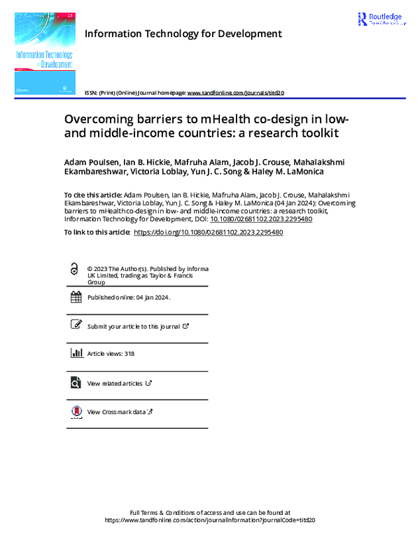 (PDF) Overcoming barriers to mHealth co-design in low-and middleincome ...