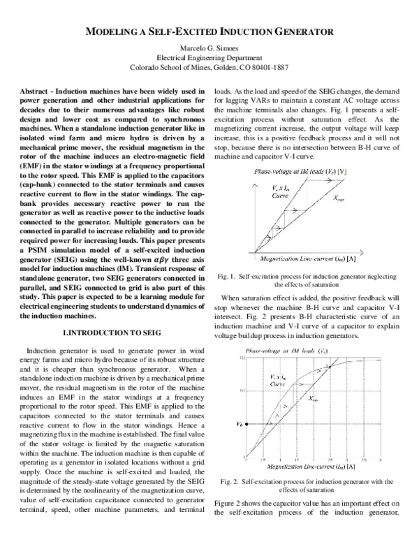 (PDF) Modeling a self-excited induction generator