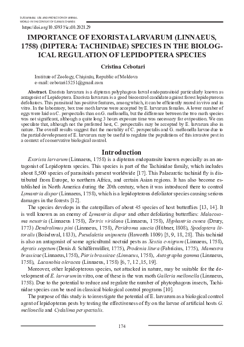 (PDF) Exorista larvarum's Role in Lepidoptera Control