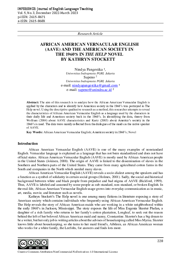(PDF) African American Vernacular English (Aave) and the American ...